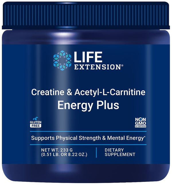 Life Extension Creatine & Acetyl-L-Carnitine Energy Plus 8.22 oz Powde ...