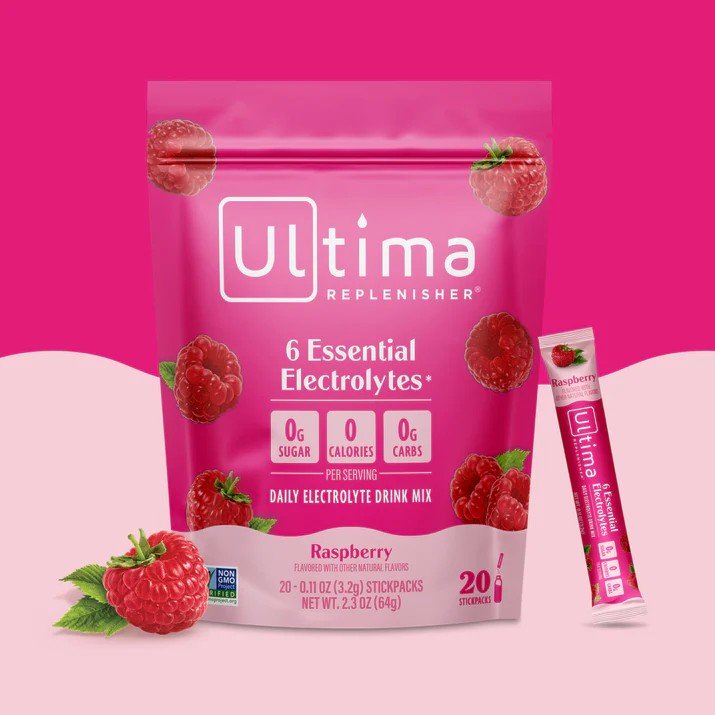 Ultima Replenisher Daily Electrolyte Drink Mix-Raspberry-20 Stickpacks ...