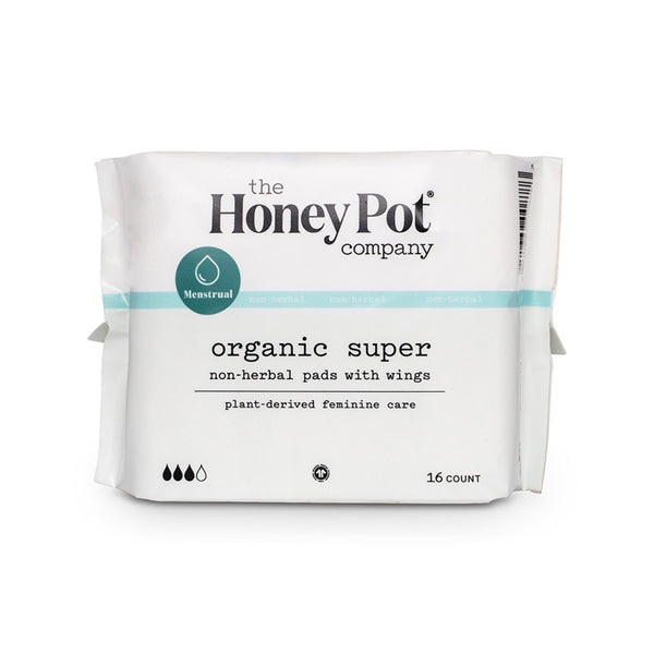 The Honey Pot Non-Herbal Pads with Wings Organic Super 16 count Pack ...